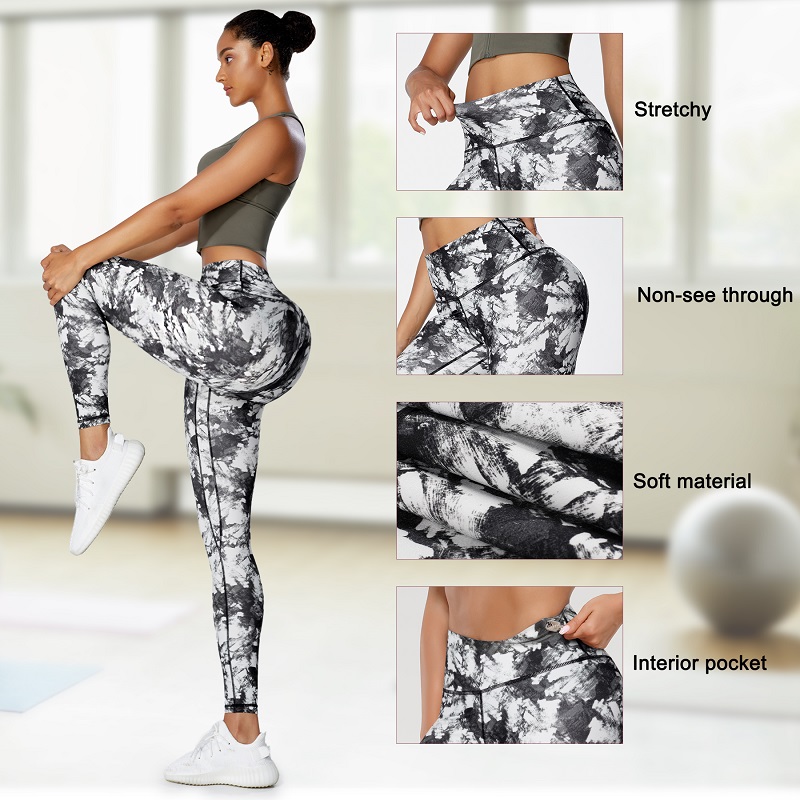 New black and white pattern yoga pants