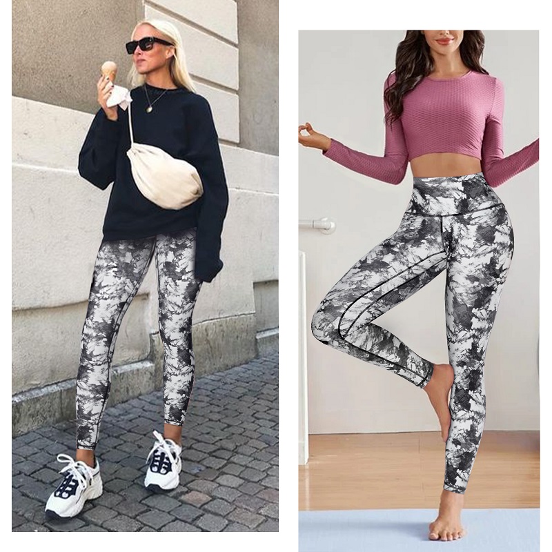 New black and white pattern yoga pants